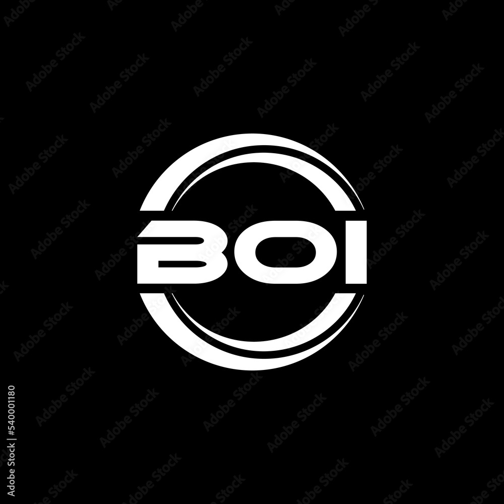 Stock-Vektorgrafik „BOI letter logo design with black background in ...