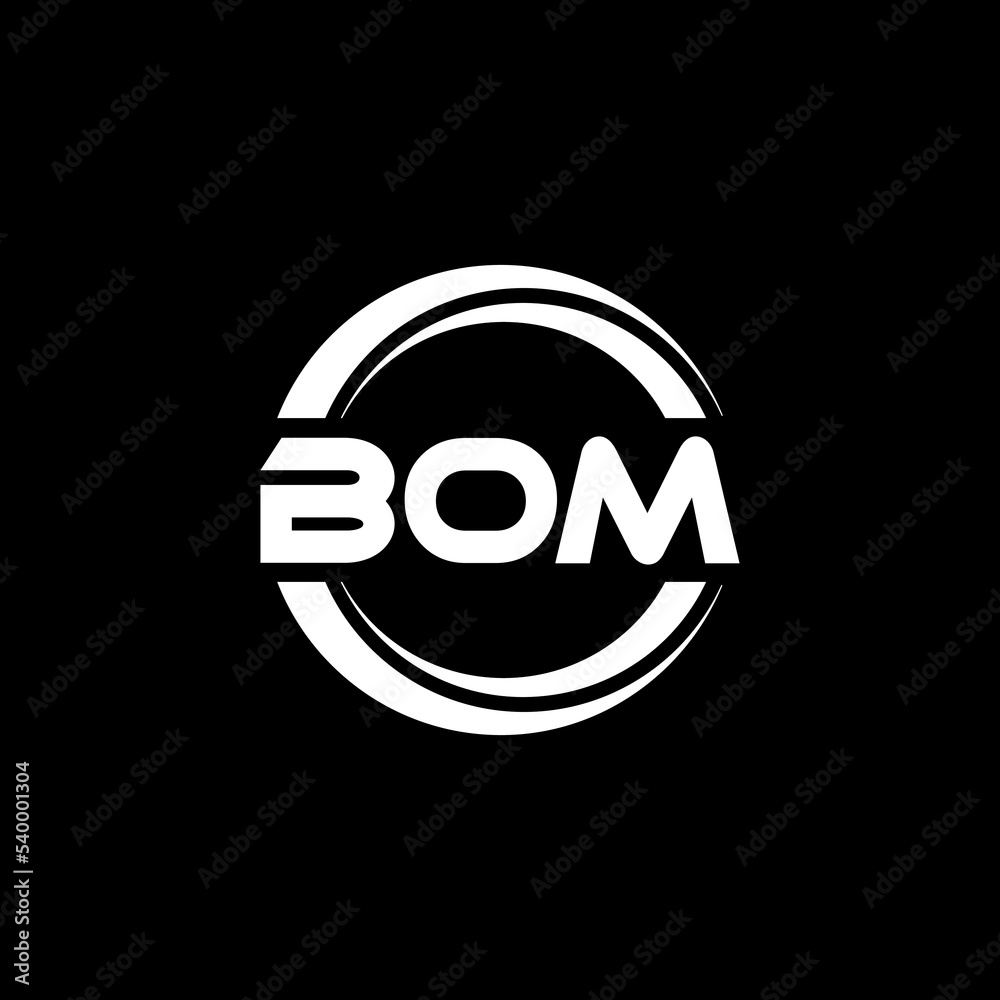 BOM letter logo design with black background in illustrator, vector ...
