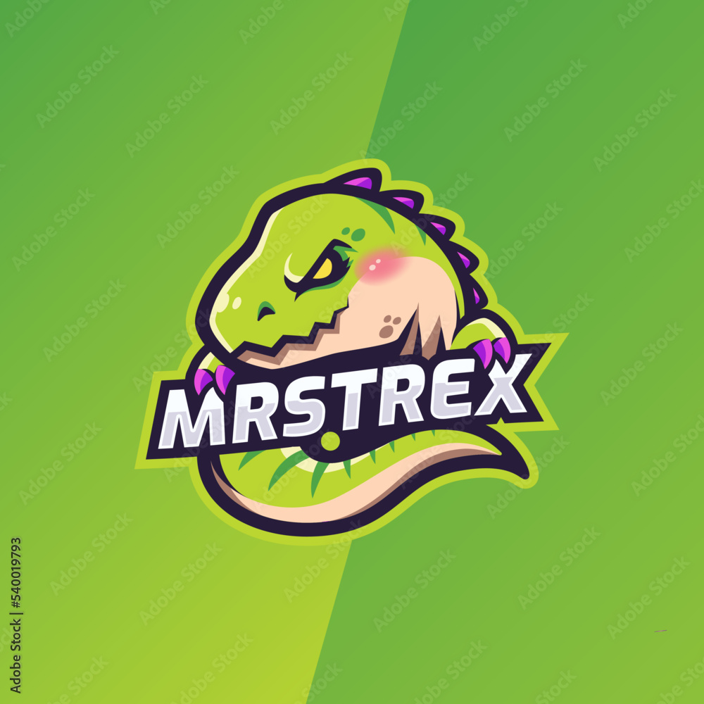 T-Rex Mascot Gaming Logo Cute Dinosaur Stock Vector | Adobe Stock