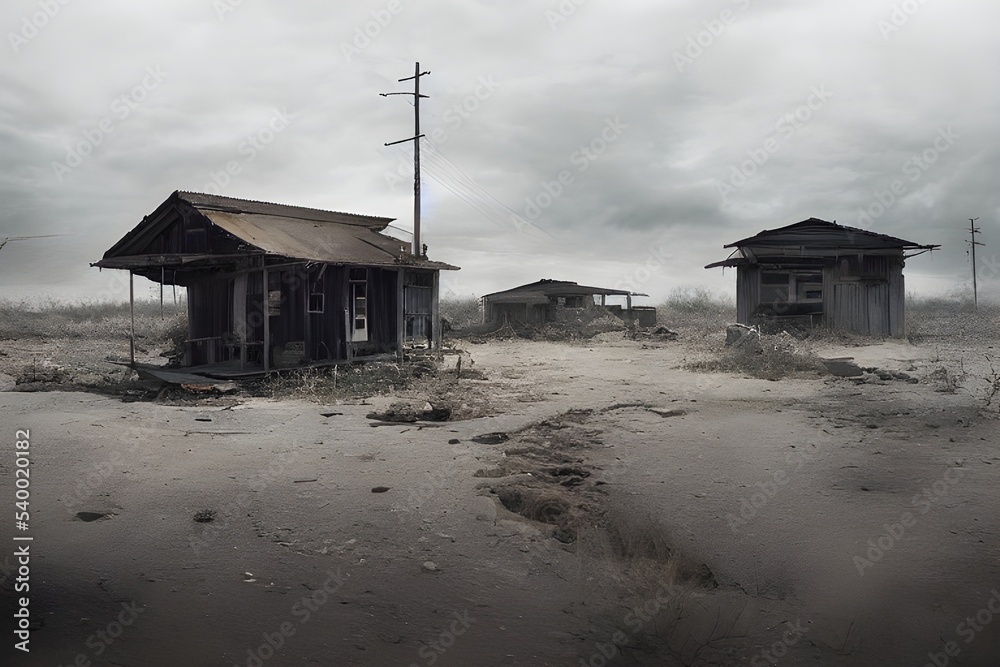 Abandoned town. Dystopia. Urban blight. Zombie apocalypse. Fallout ...