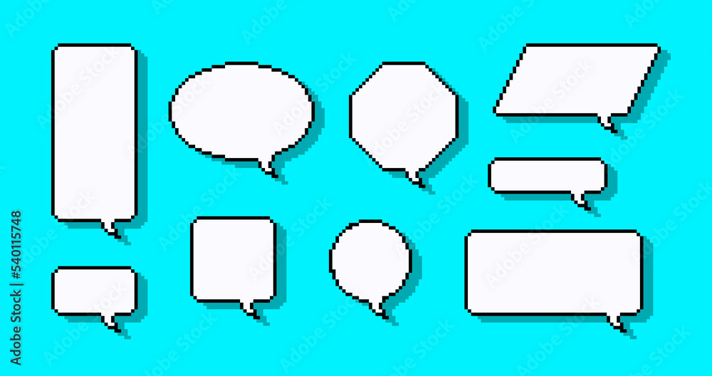 Vetor Pixel speech bubbles or chat icon. Pixel art communication ...