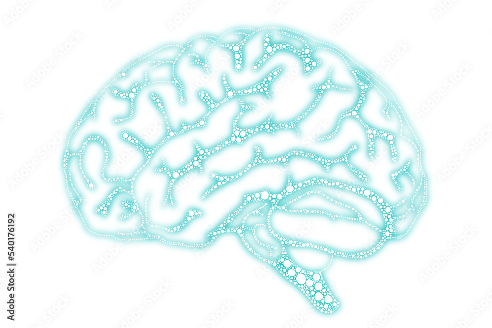 Hand drawn scientific illustration glowing brain synapse sensory ...