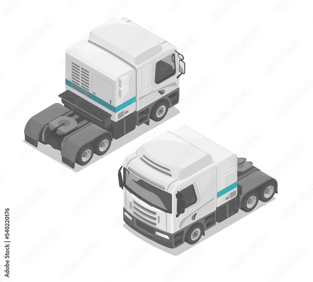 hybrid hydrogen logistics model tractor semi trailer truck isometric ...
