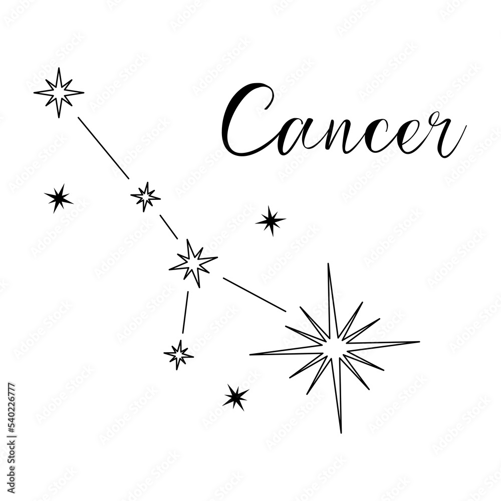 Constellation of cancer. Black and white stars on a white background ...