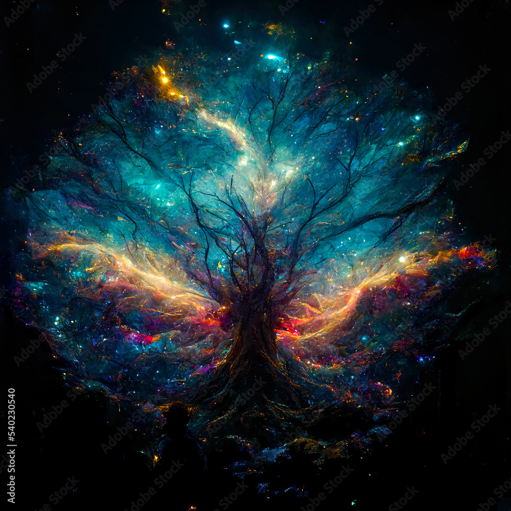 Ilustración de Stock The human mind and neural networks like the roots ...