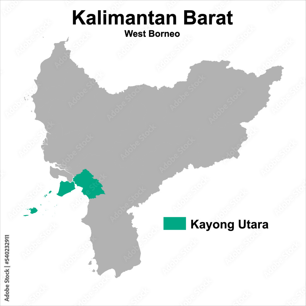 vector map of Kayong Utara administrative boundaries Regency, West ...