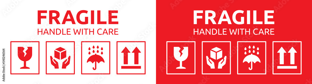 Fragile handle with care sticker and poster for delivery service ...