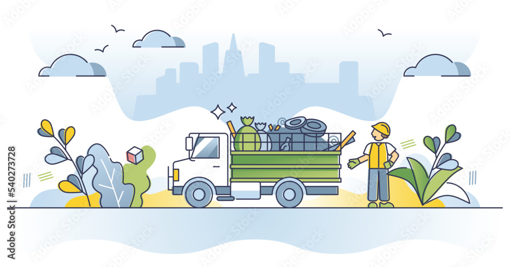 Rubbish removal truck and daily waste disposal management outline ...