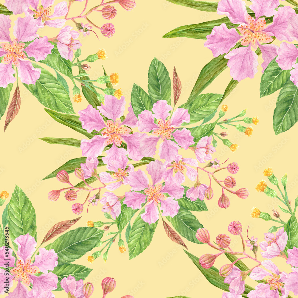 ภาพประกอบ Stock Seamless Philippine flora Banaba Lagerstroemia speciosa ...