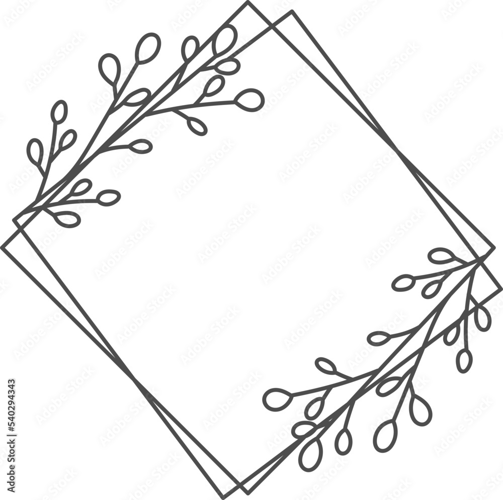 Floral Border Frame Botanical Corner Stock Vector | Adobe Stock