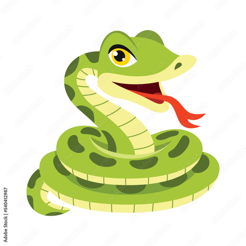 Cartoon Illustration Of A Snake Stock Vector | Adobe Stock