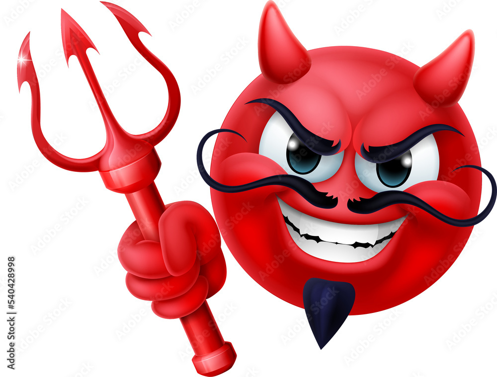 Devil Emoji Emoticon Man Face Cartoon Icon Mascot Stock Illustration ...