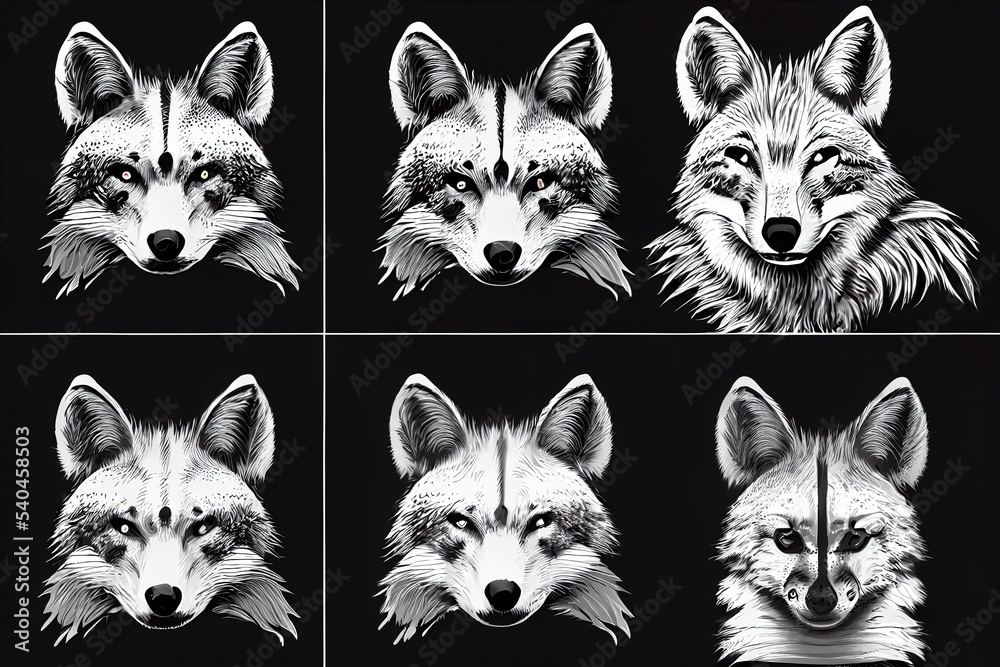 Wolf, fox, spotted hyena and striped hyena.Comparison of animals ...