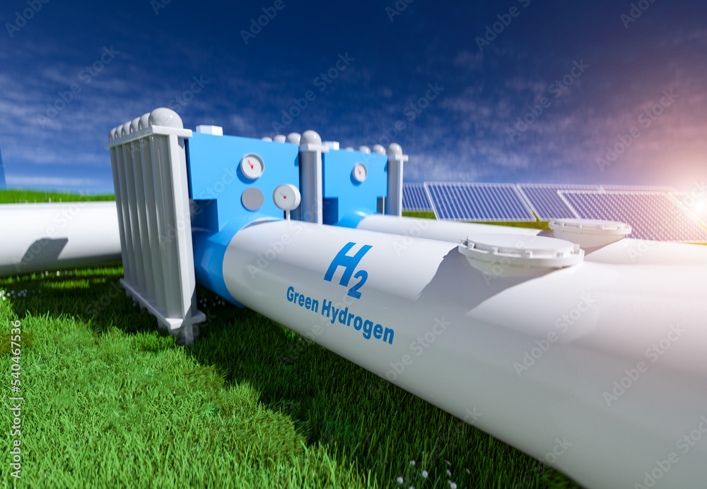 Green Hydrogen renewable energy production pipeline - green hydrogen gas for clean electricity ...