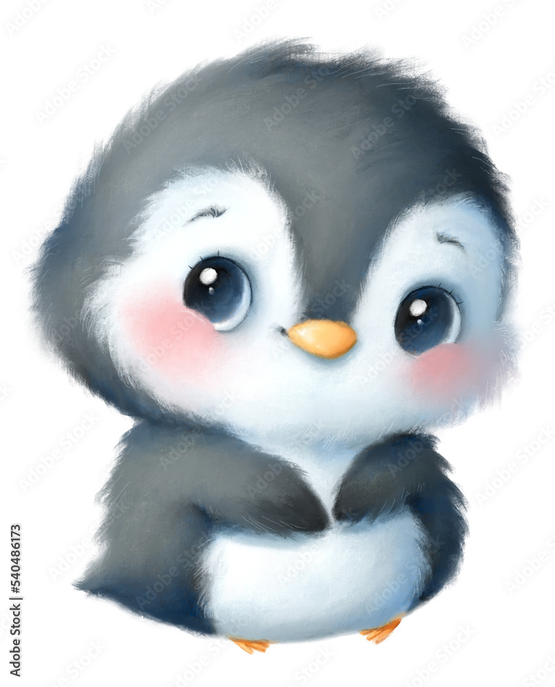 Illustration of a cute cartoon penguin. Cute animals. Transparent ...