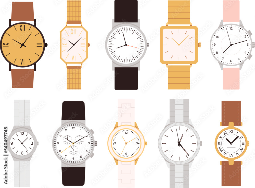 Classic watches, old retro clock design. Woman man wristwatch antique ...