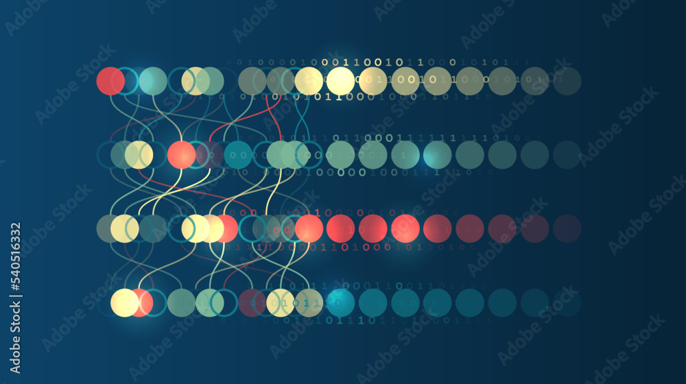 Structuring the flow of information. Data analytics concept. Sorting a large amount of data on a ...