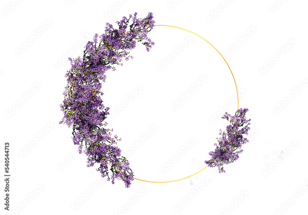 Flower foliage floral circle overlays, golden ring, backdrop overlays ...