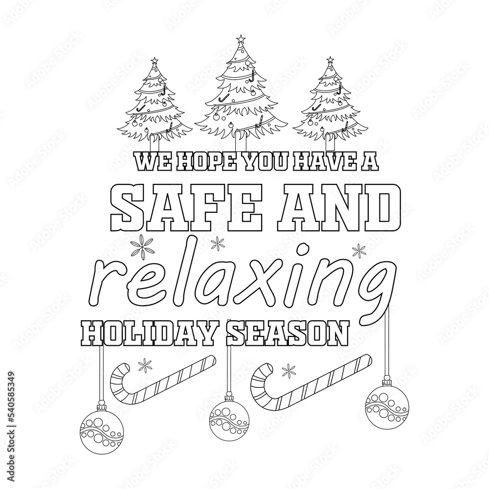 Merry Christmas Coloring page. Christmas line art coloring page design ...