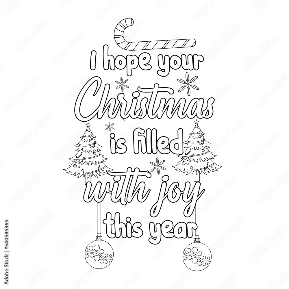 Merry Christmas Coloring page. Christmas line art coloring page design ...