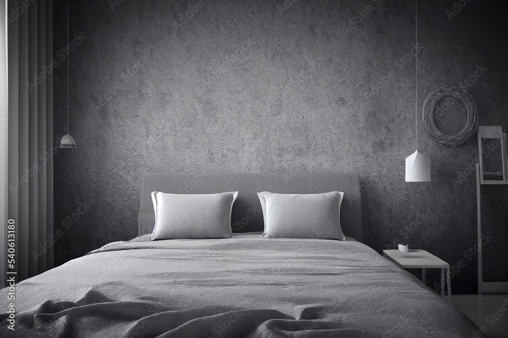 Bedroom interior design concept idea and concrete wall texture ...