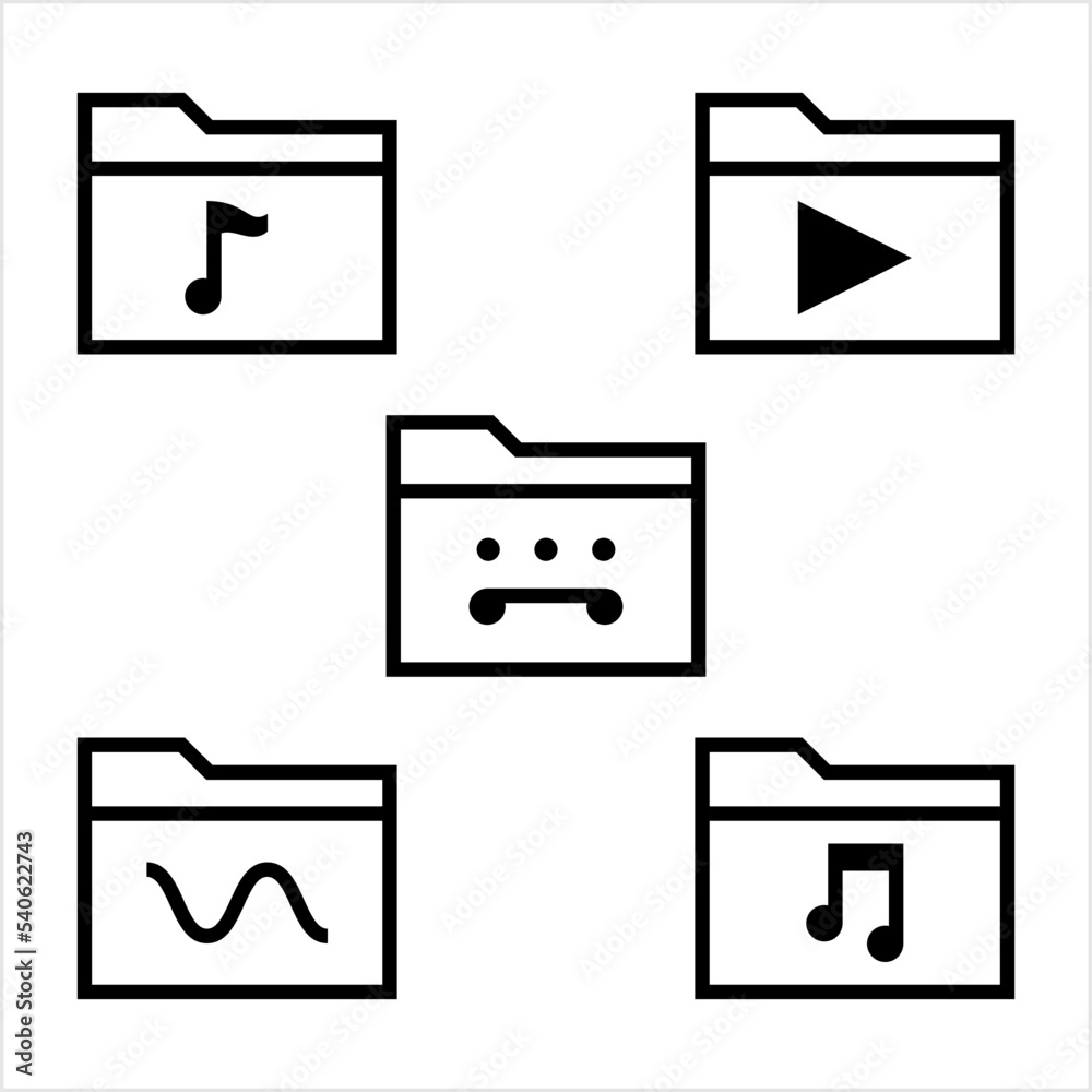 Audio Video Folder Icon, Multimedia Folder Icon Stock Vector | Adobe Stock