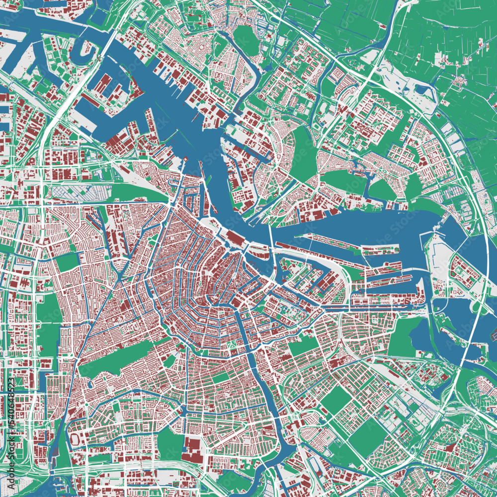 Vector de Stock Amsterdam map. Detailed map of Amsterdam city ...