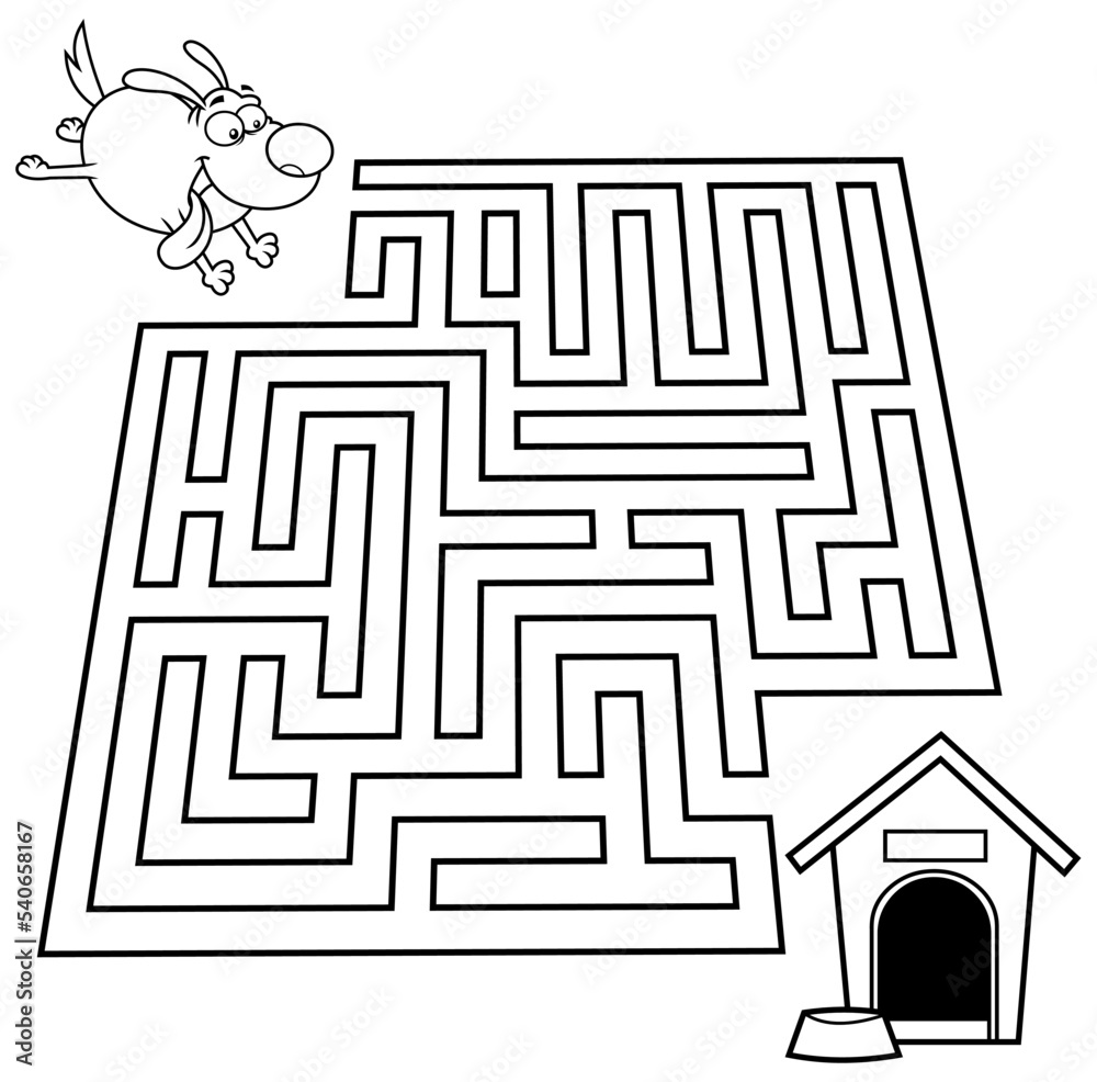 Cartoon Maze Game Education For Kids Help The Dog Get To His House ...