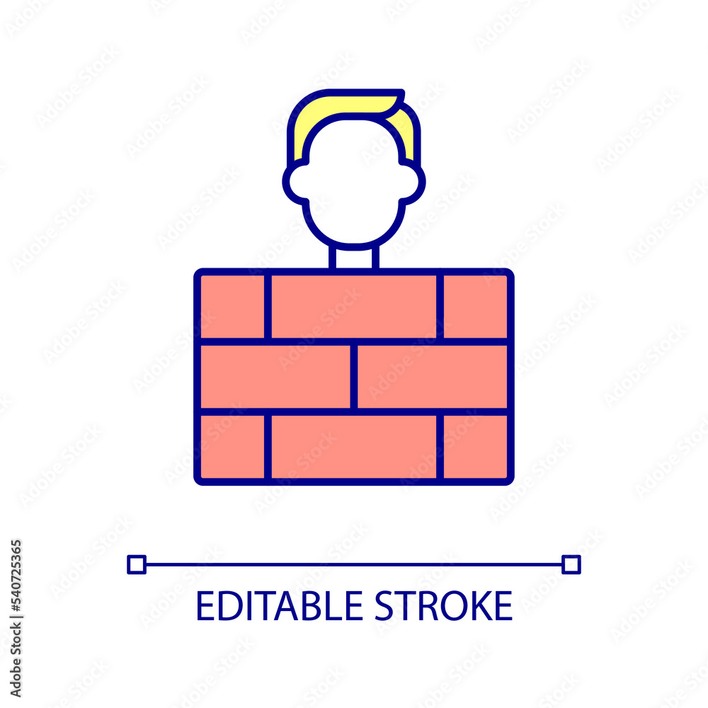 Hide behind barrier RGB color icon. Emergency action outdoor during ...