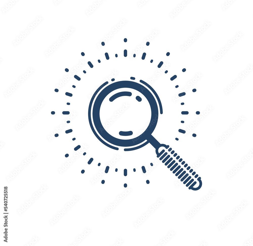Magnifying glass vector simple linear icon, research search and analyze ...