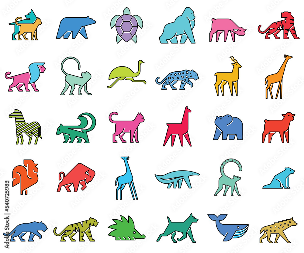 Animals logos collection. Animal logo set. Isolated on White background ...