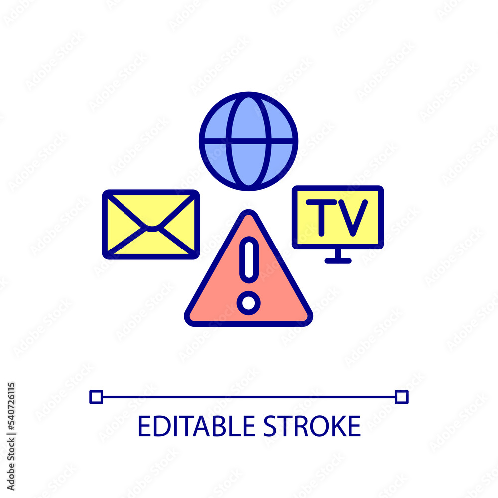Follow emergency information RGB color icon. Choose communication ...