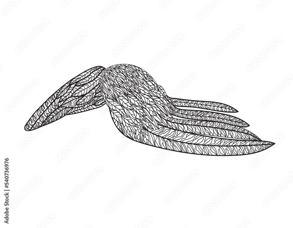Angel wings. Outline drawing on a white background.Vector illustration ...