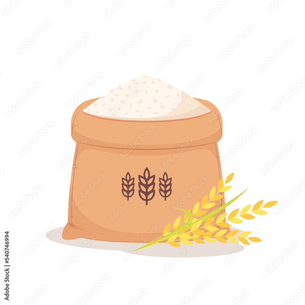 Rice sack cartoon vector. Rice bag. symbol. Paddy vector. Wheat vector ...