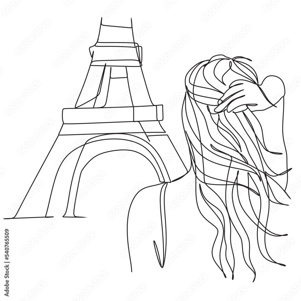 Paris Skyline one line.Tower One Line Drawing. Minimalist Design ...