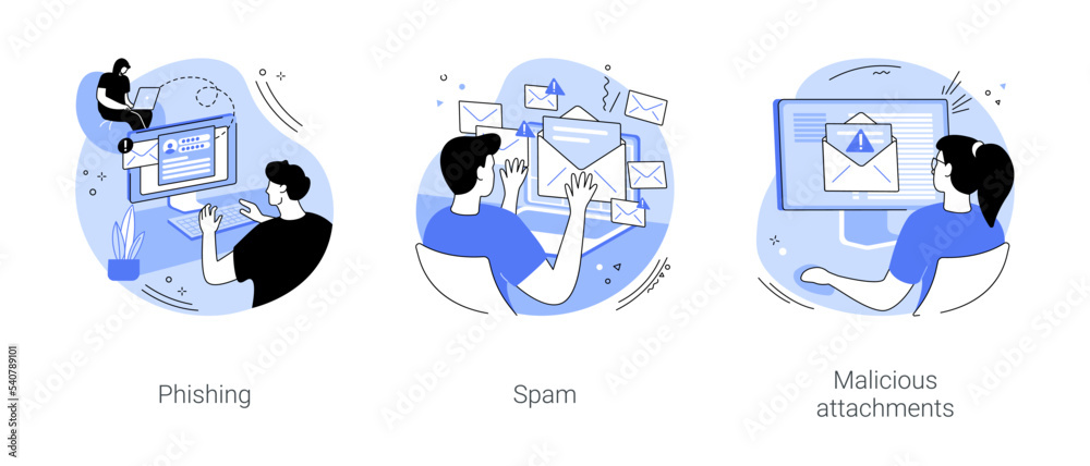 Computer network attack isolated cartoon vector illustrations se Stock ...