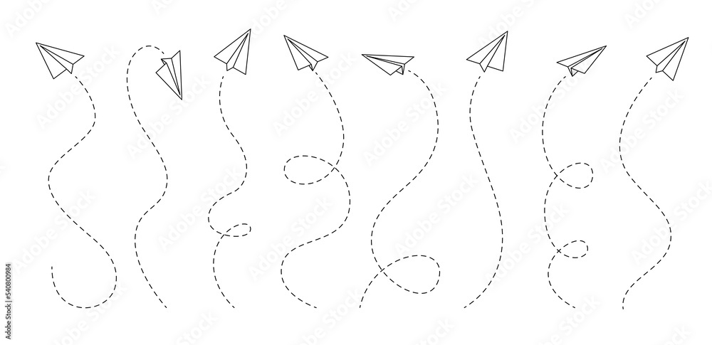 Paper airplane lines. Vector hand drawn outline paper planes and ... Paper airplane lines. Vector hand drawn outline paper planes and ...