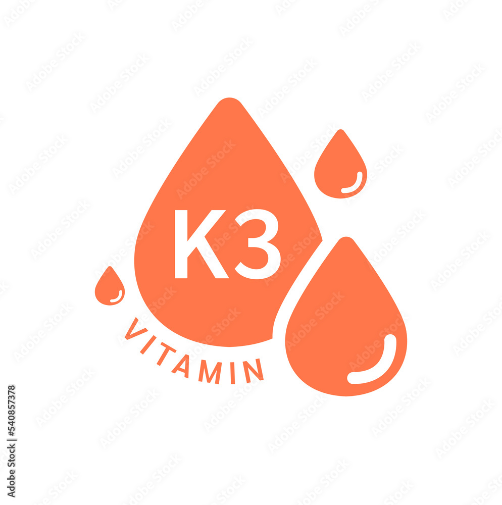 Vitamin K3 icon orange in form simple line water drop. Isolated on ...