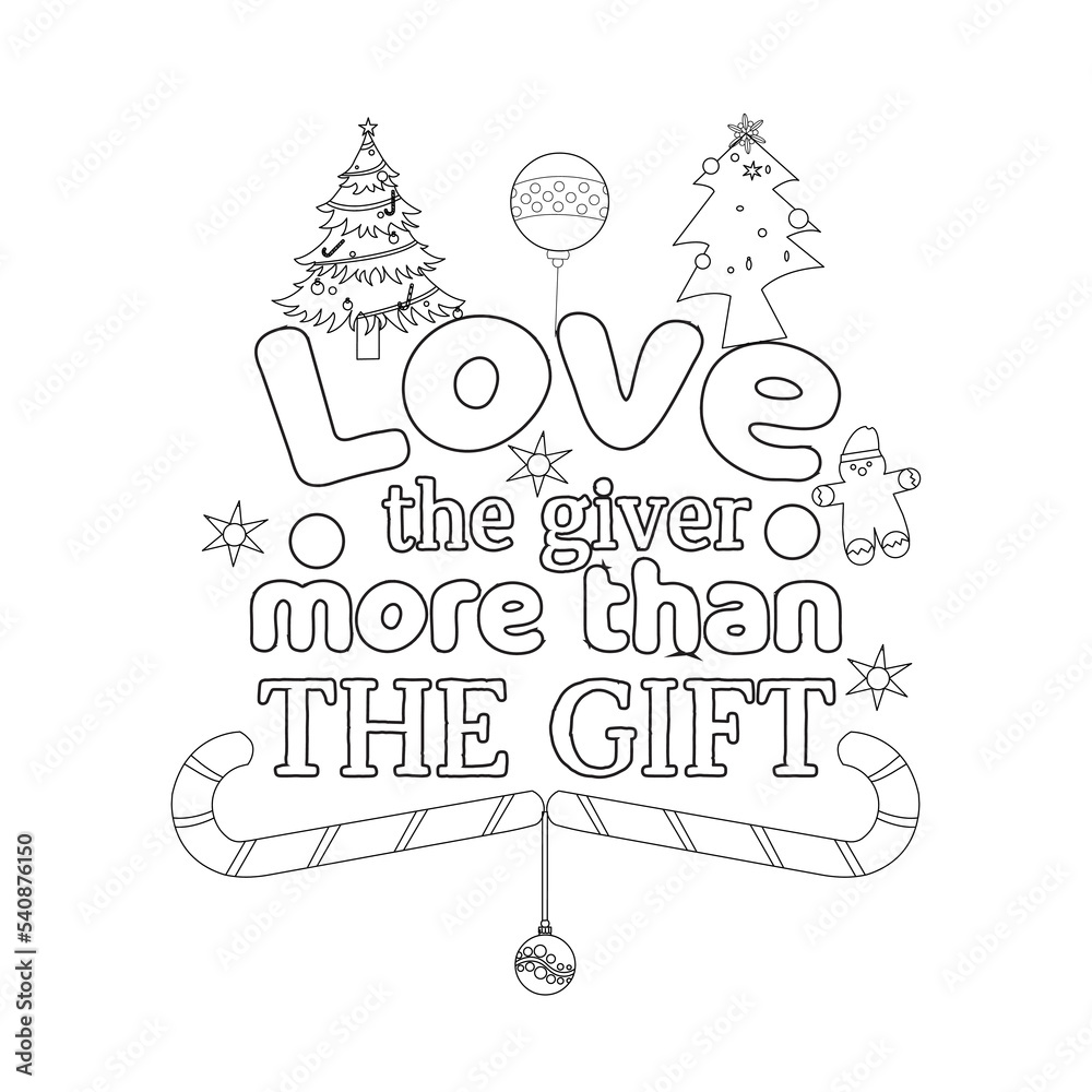 Merry Christmas Coloring page. Christmas line art coloring page design ...