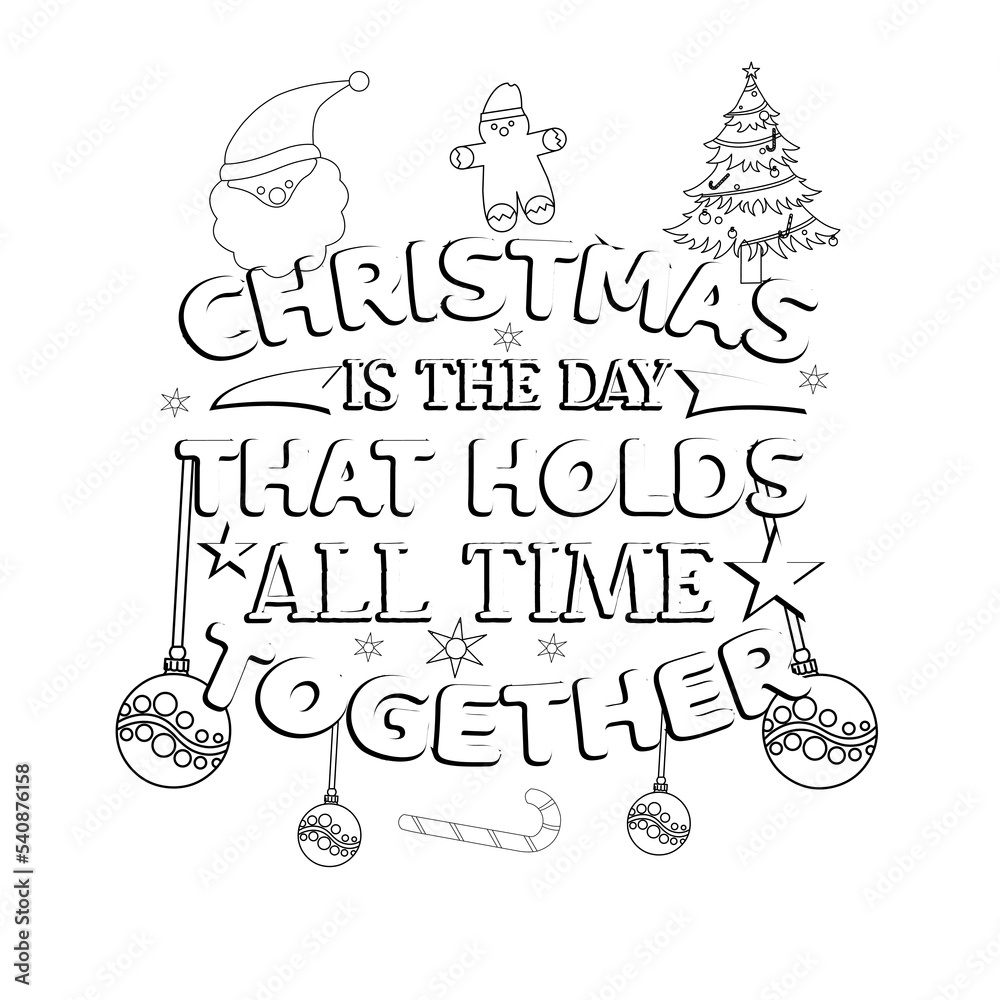 Merry Christmas Coloring page. Christmas line art coloring page design ...
