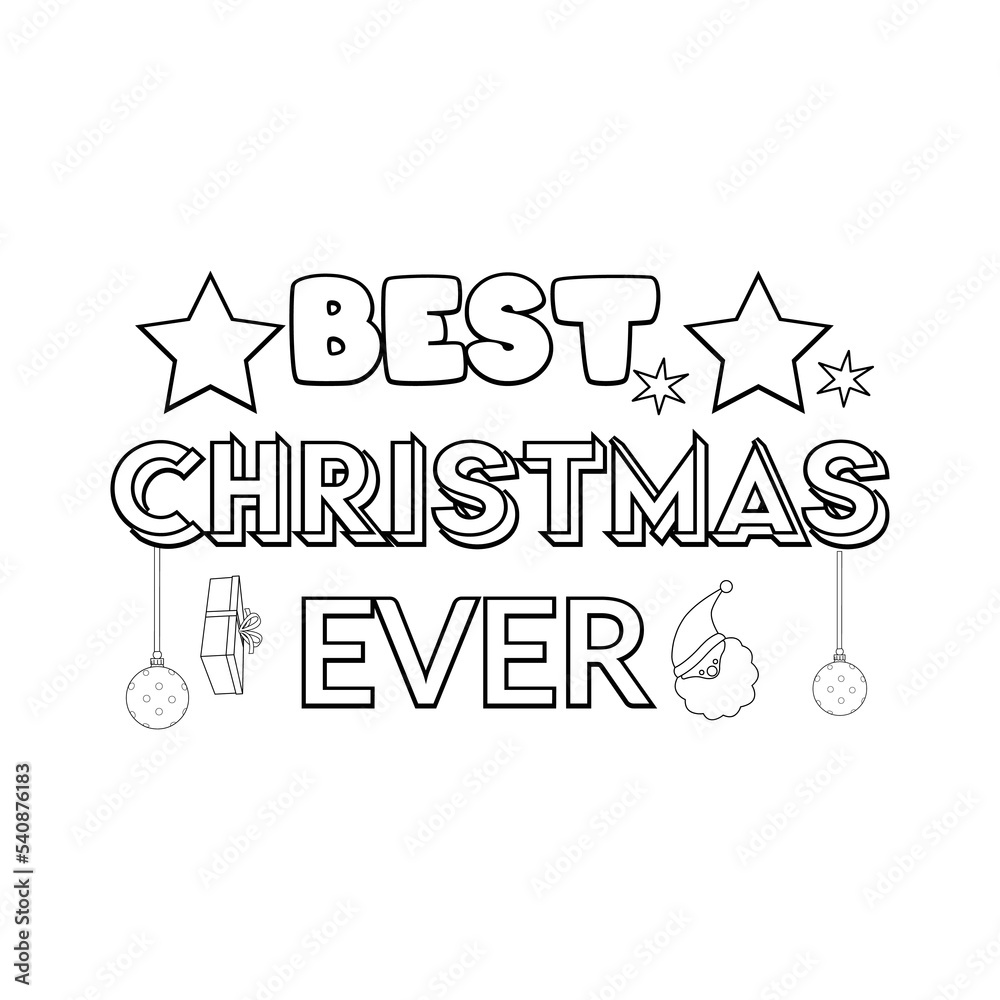 Merry Christmas Coloring page. Christmas line art coloring page design ...