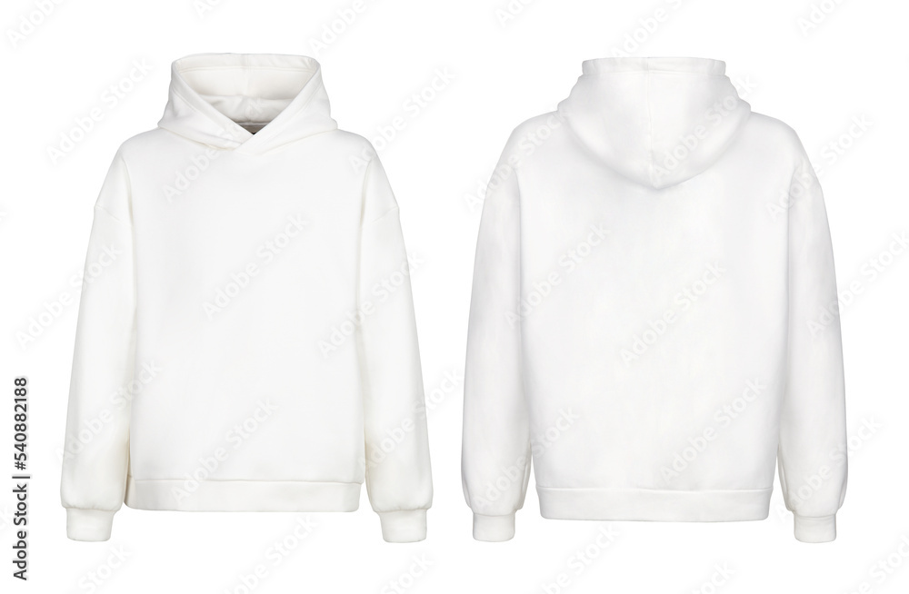 White hoodie template. Hoodie sweatshirt long sleeve with clipping path, hoody for design mockup ...
