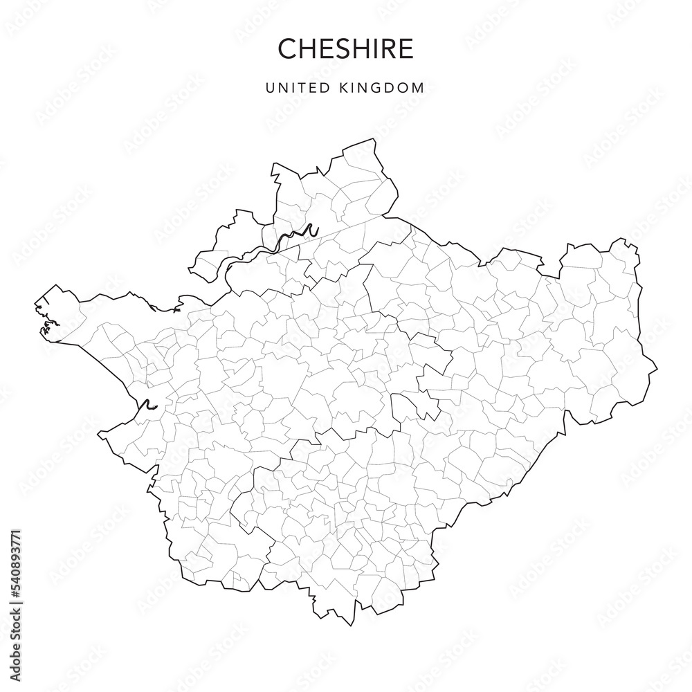 Administrative Map of Cheshire with County, Unitary Authorities and ...