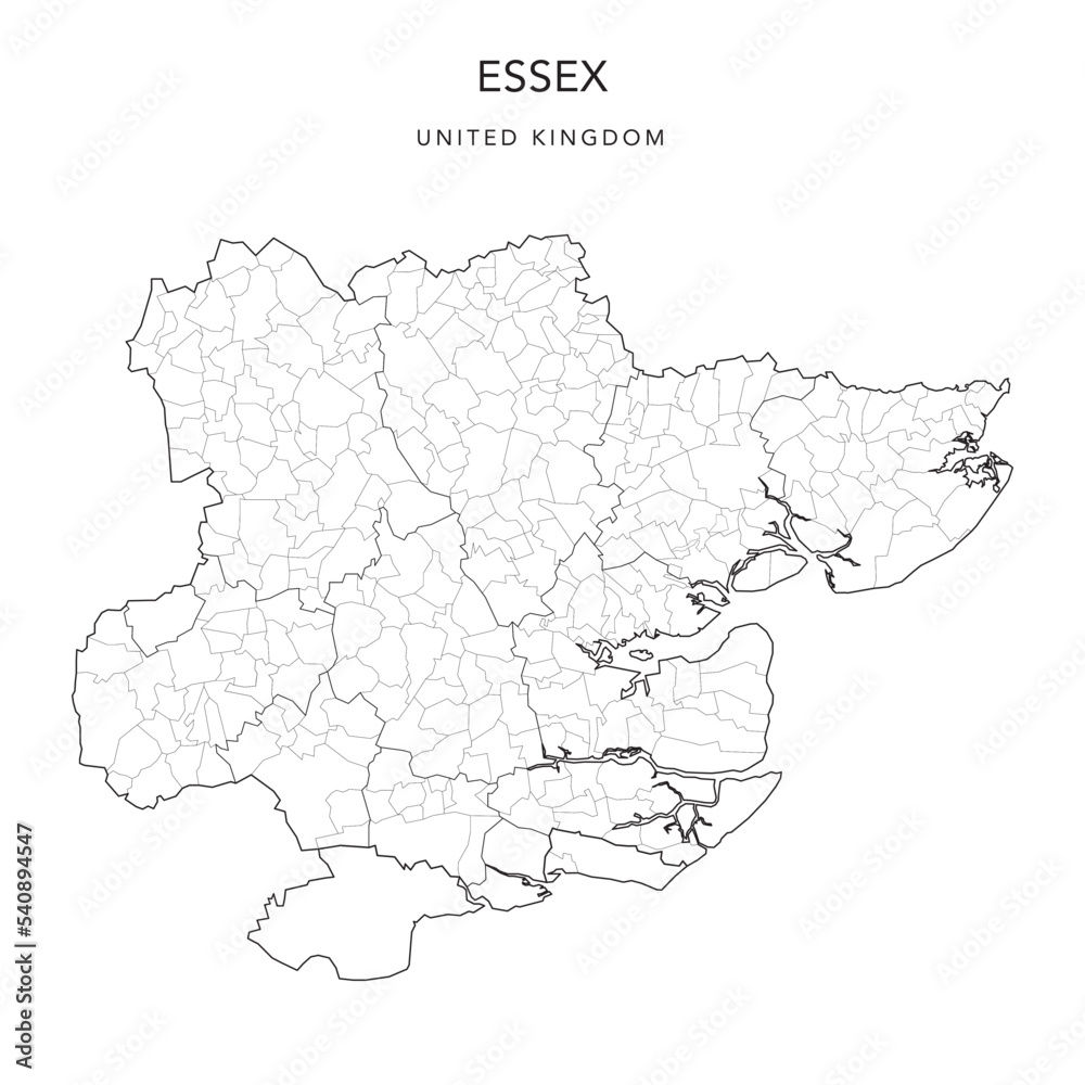 Administrative Map of Essex with Counties, Districts and Civil Parishes ...