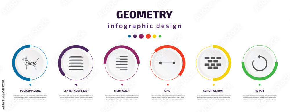 geometry infographic element with icons and 6 step or option. geometry ...
