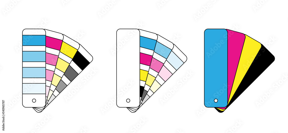 Cartoon Pantone cmyk, pms, rgb guide or colors range toner. Coated or ...
