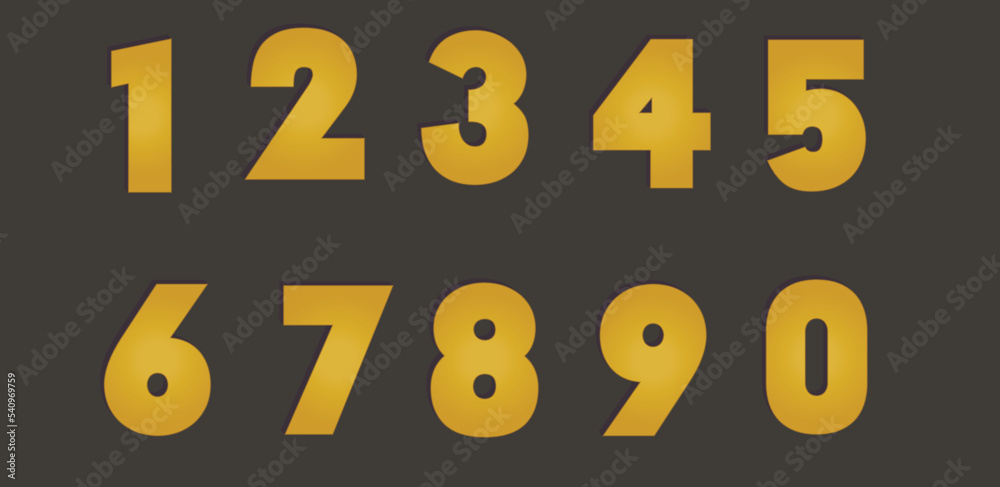 Gold Numbers, Numerals font Stock Vector | Adobe Stock