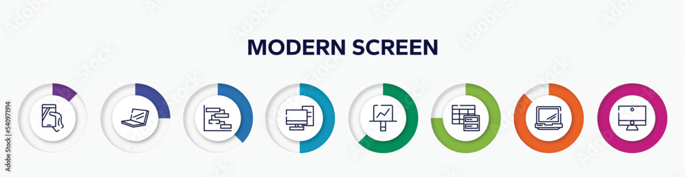 infographic element with modern screen outline icons. included phone in ...