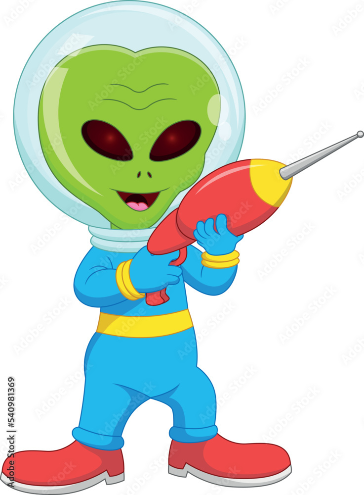 cartoon alien holding gun Stock Vector | Adobe Stock