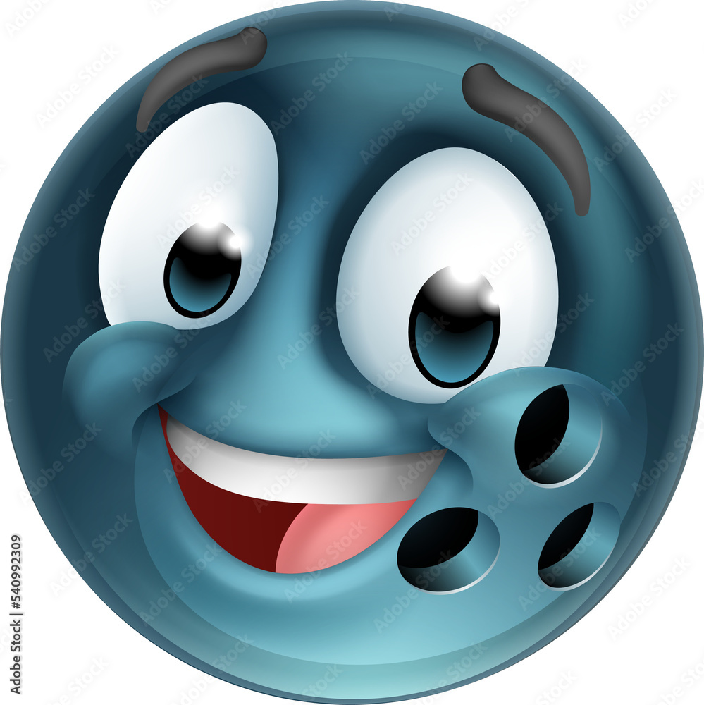 Bowling Ball Emoticon Face Emoji Cartoon Icon Stock Illustration ...